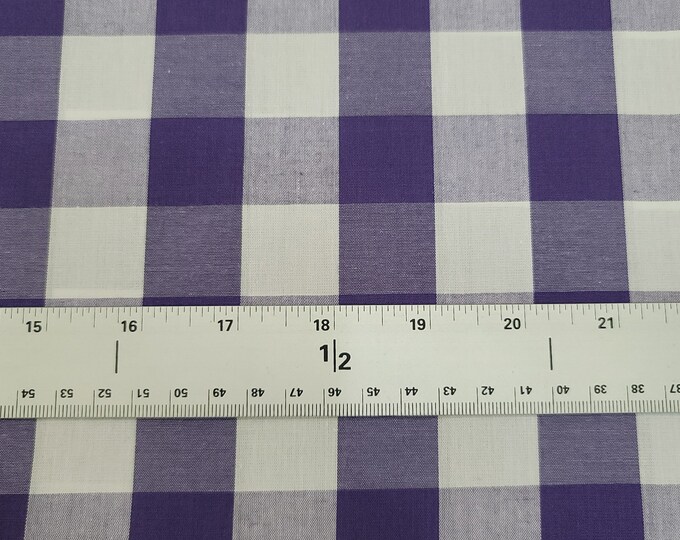 Purple Gingham Fabric 1 Yard 100% Cotton 58" Width 1" Gingham Big ...
