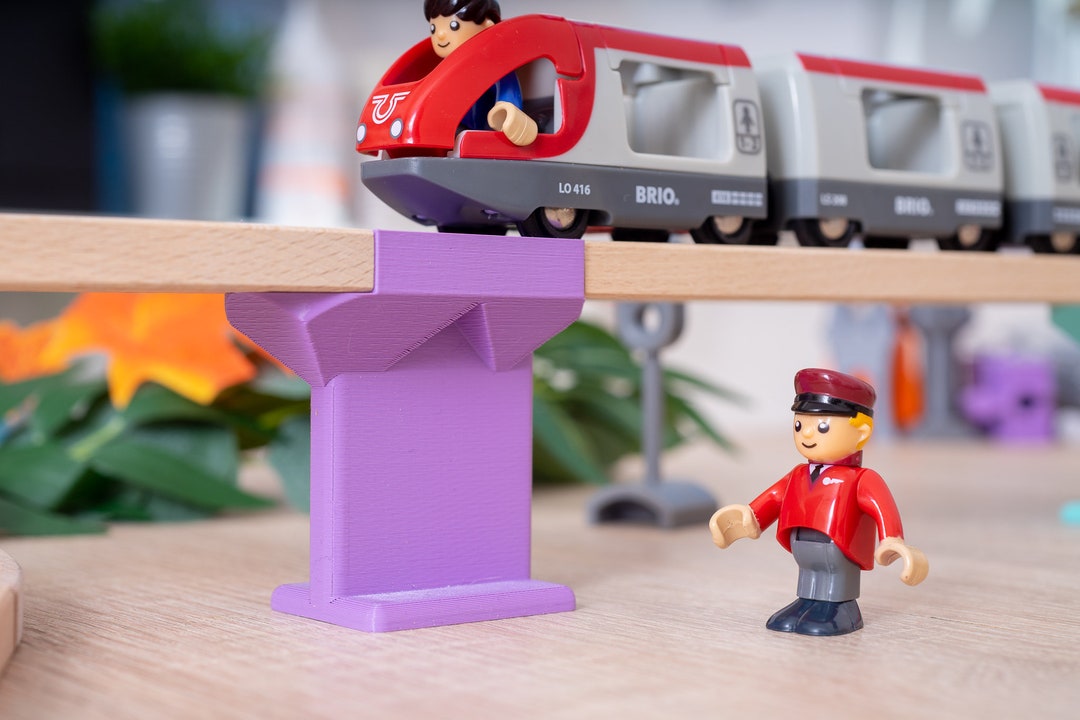 3 X Wooden Train Track Bridge Pillars / Brio Pillars / Wooden Train ...