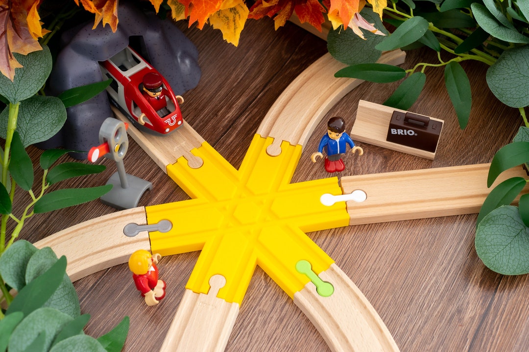 6-ways Star Wooden Train Track Intersection, Compatible With Brio, IKEA ...