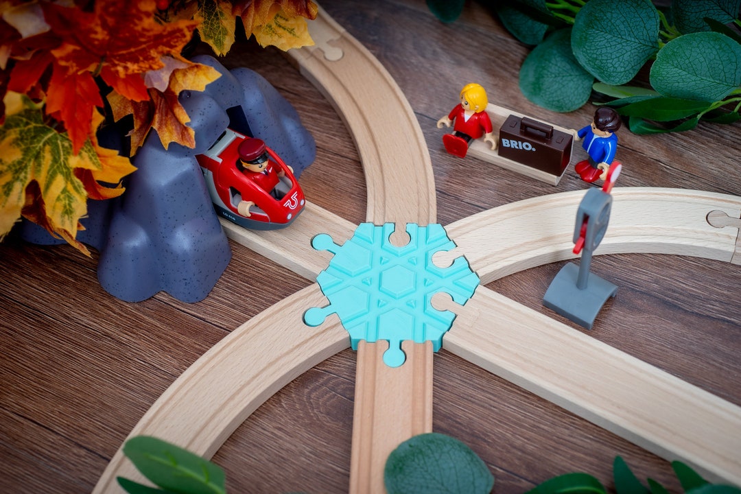 6-ways Wooden Train Track Intersection, Compatible With Brio, IKEA ...