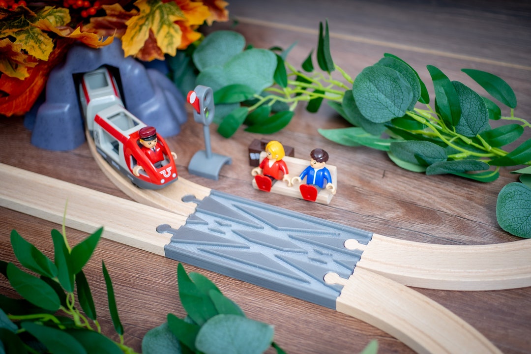 Parallel Wooden Train Track Intersection, Compatible With Brio, IKEA ...