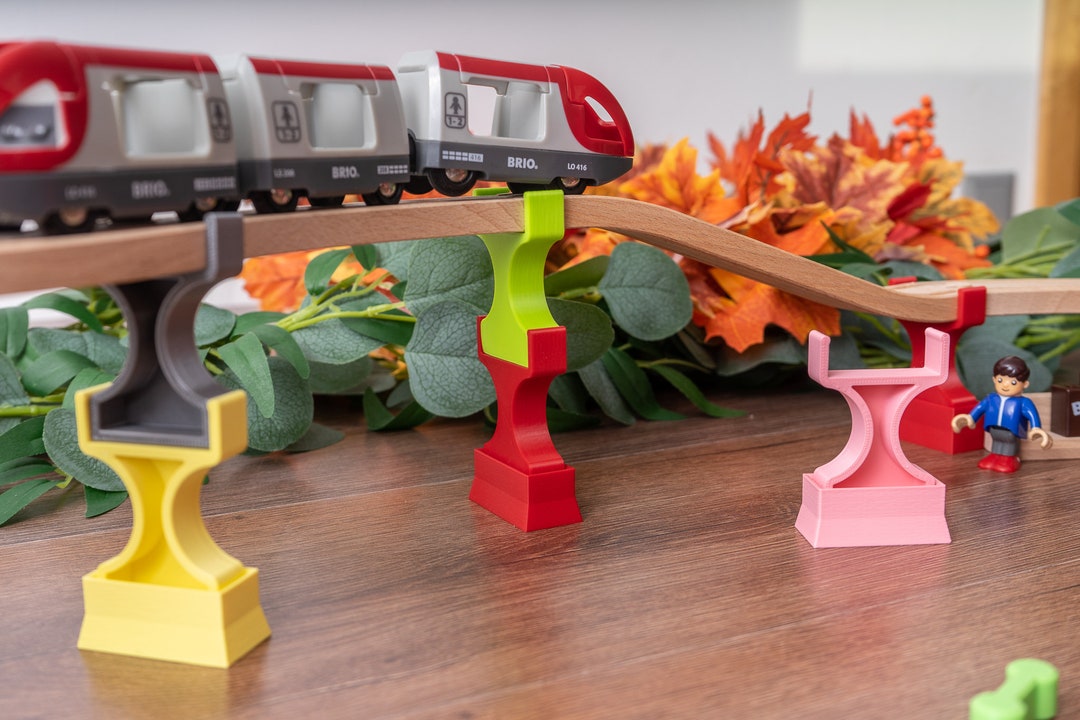 3 X Wooden Train Track Bridge Pillars / Brio Pillars / Wooden Train ...