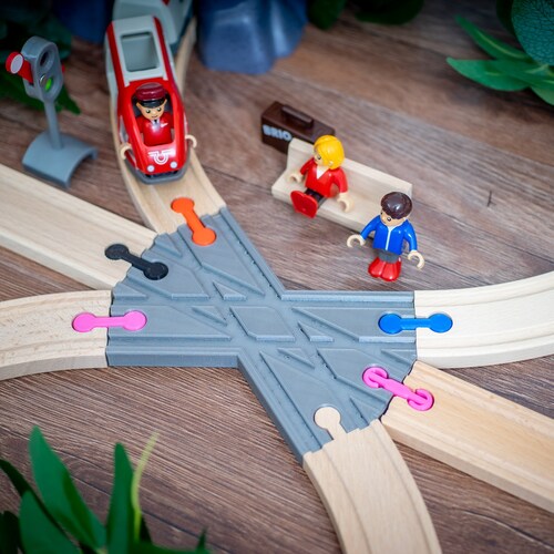 6-ways Star Wooden Train Track Intersection Compatible With - Etsy