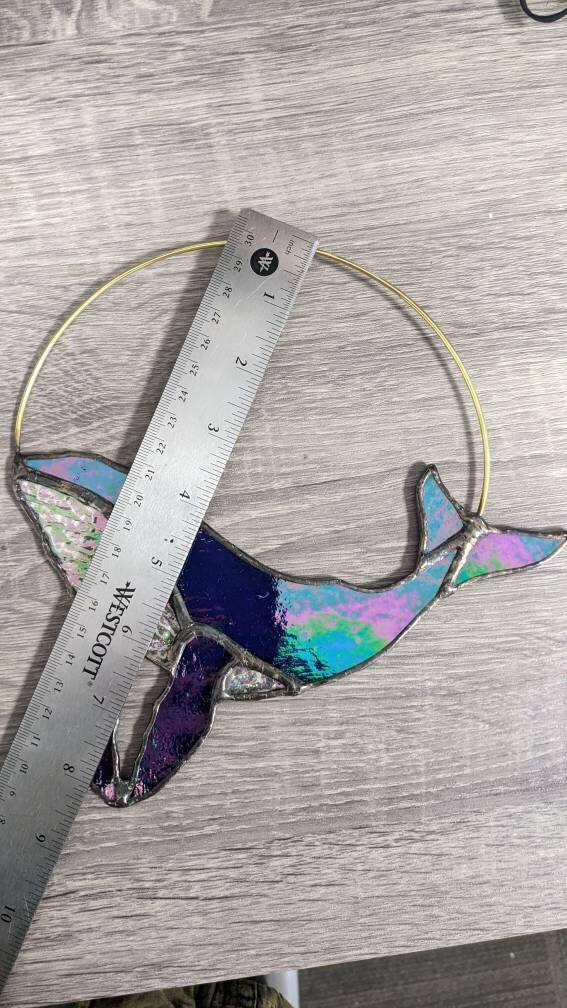 Stained Glass Hoop Whale - Etsy