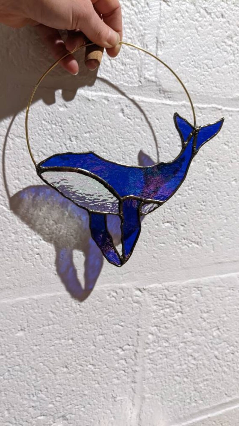 Stained Glass Hoop Whale - Etsy