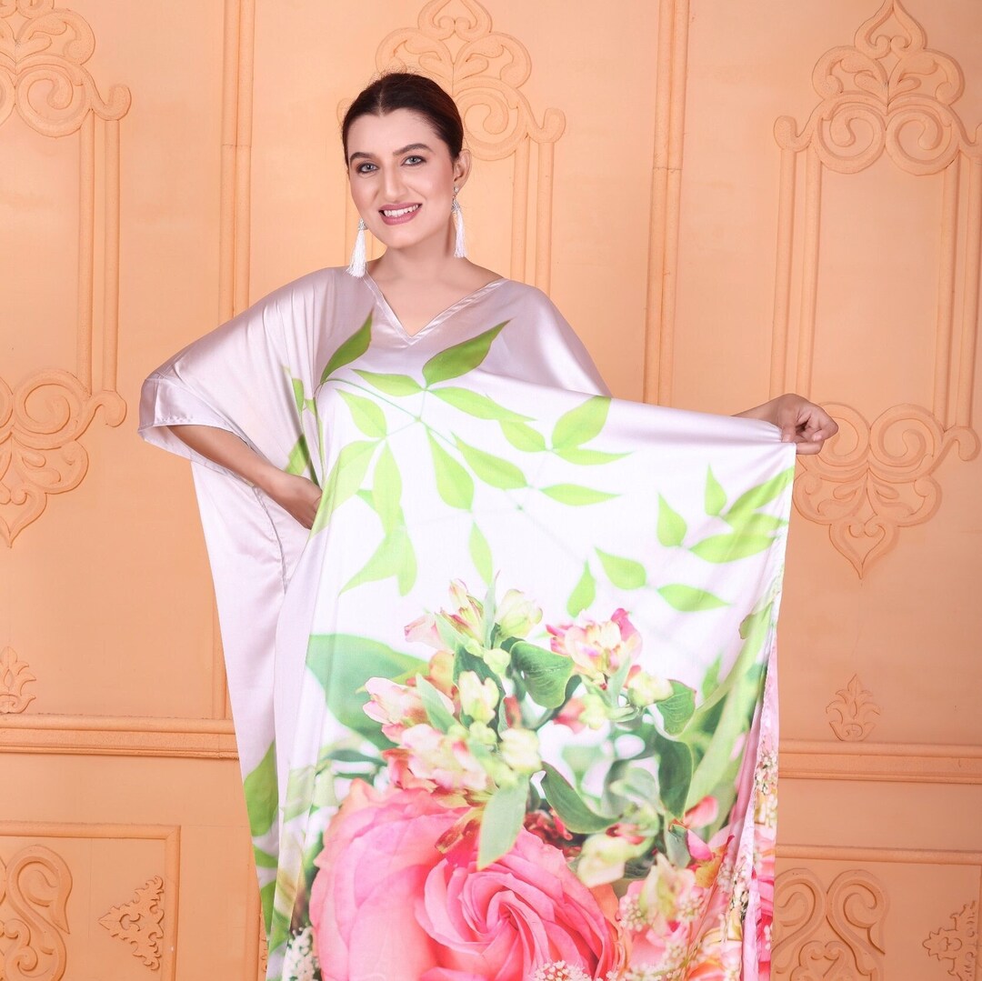 Floral Kaftan Long Dress Beach Wear Kaftan Silk Caftan For Women Kaftan