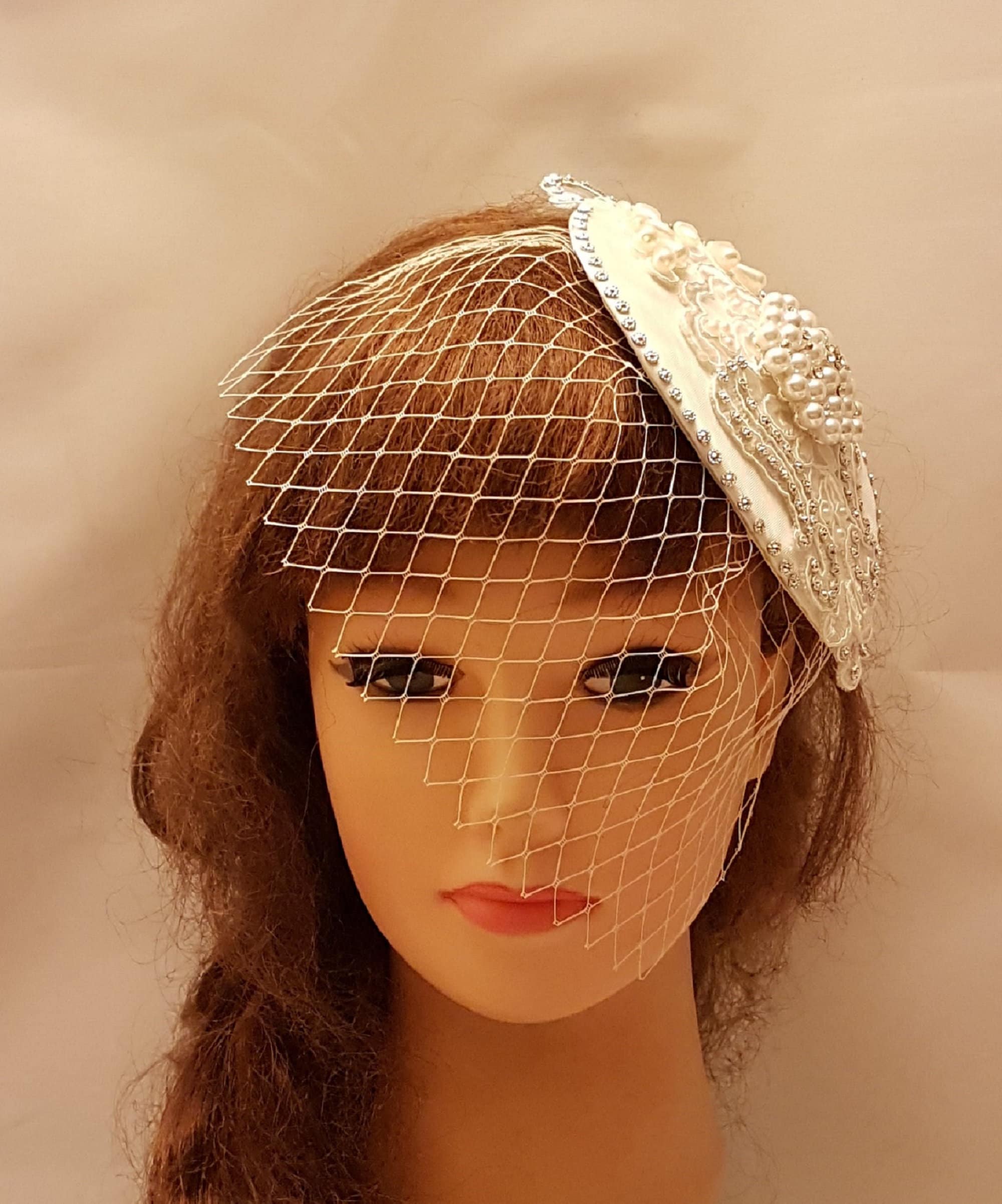 Birdcage Veil Hat Fascinator, Vintage 1940s-50s Fascinator, Veil Hat ...