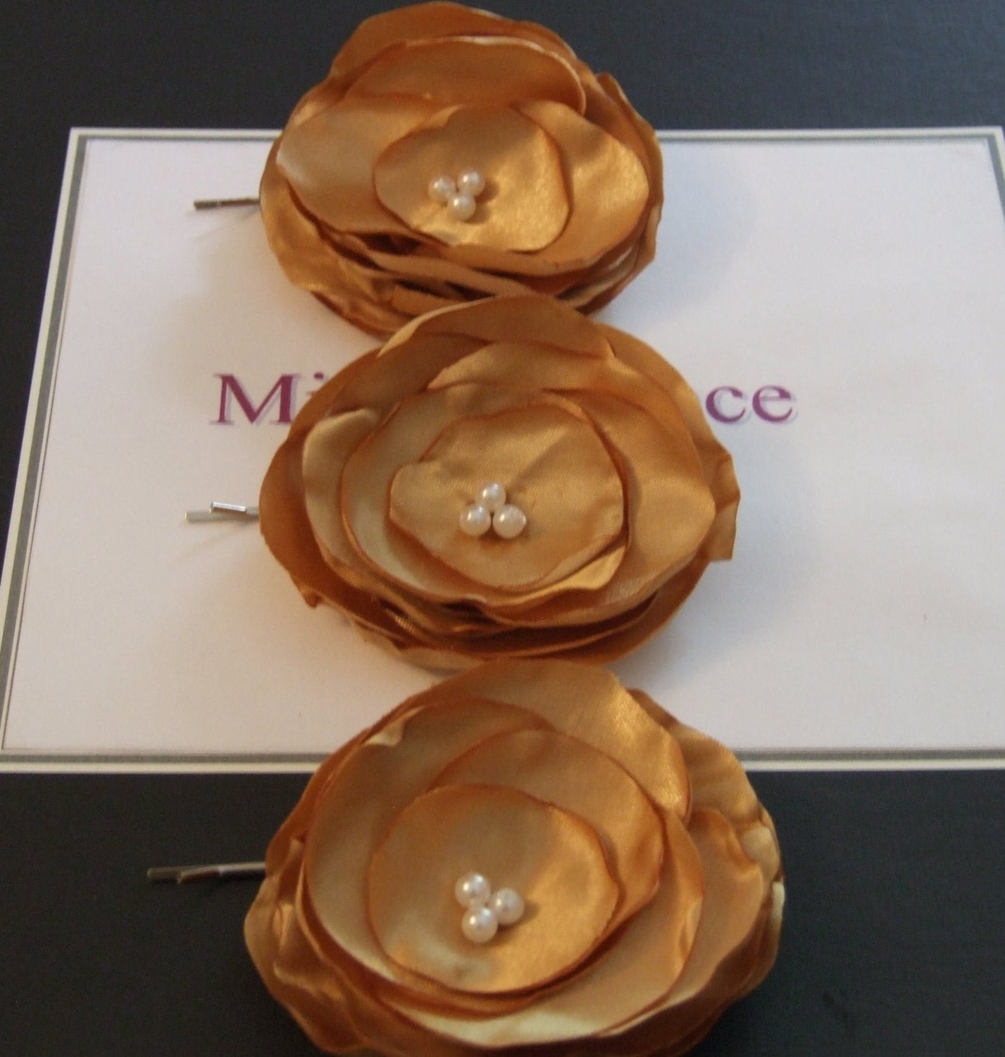 Gold Hair Flowers - Set of 3 Bridal Flower Clip - Hair Accessories ...