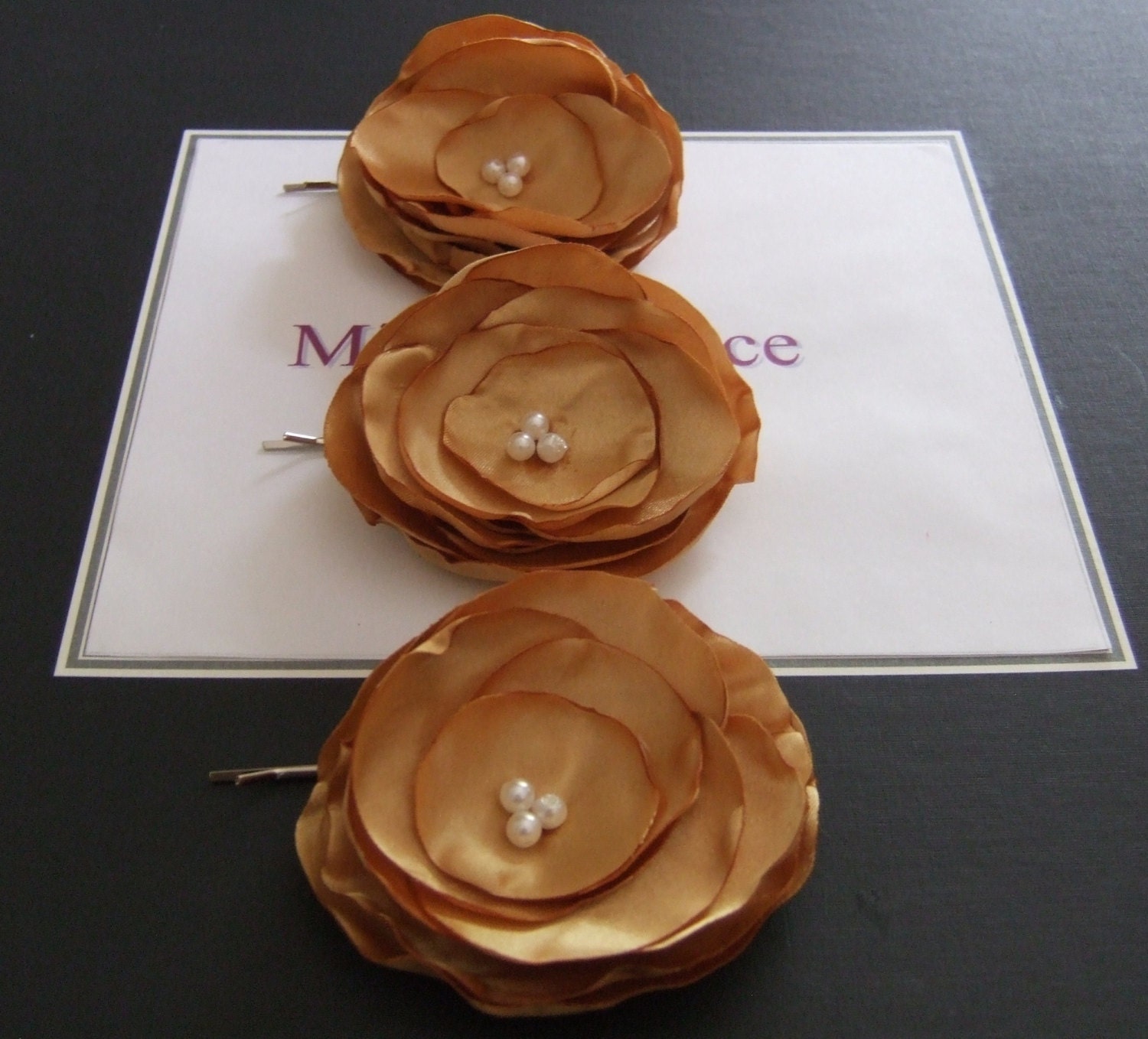 Gold Hair Flowers - Set of 3 Bridal Flower Clip - Hair Accessories ...