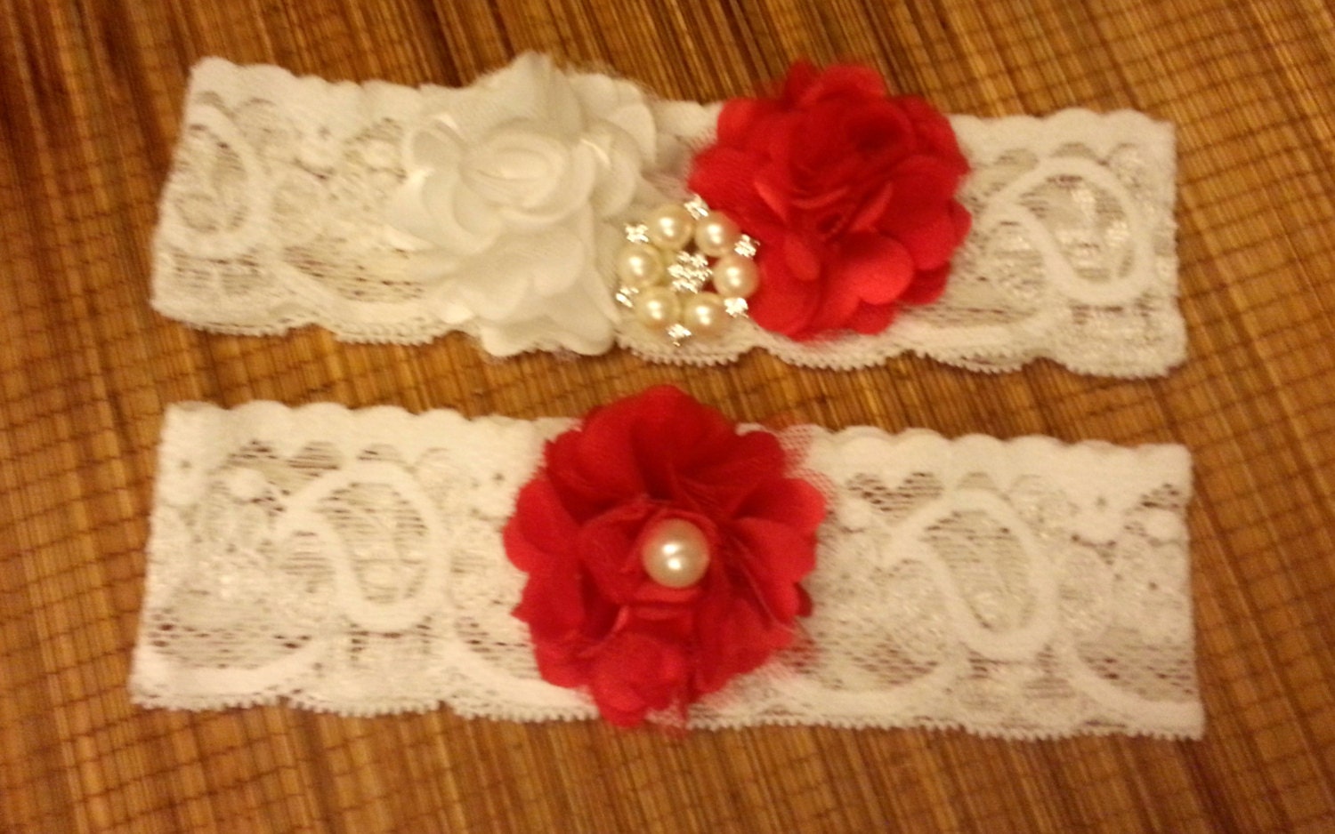 Wedding Garter-bridal Garter Red Garter Crystal. Vintage Lace Garter ...