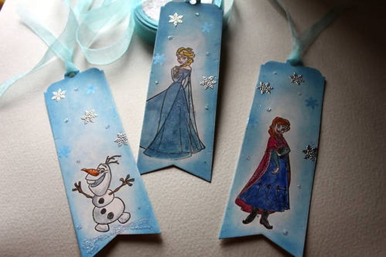 3 Handmade Frozen Themed Bookmarks Children's Gift/party Favours - Etsy