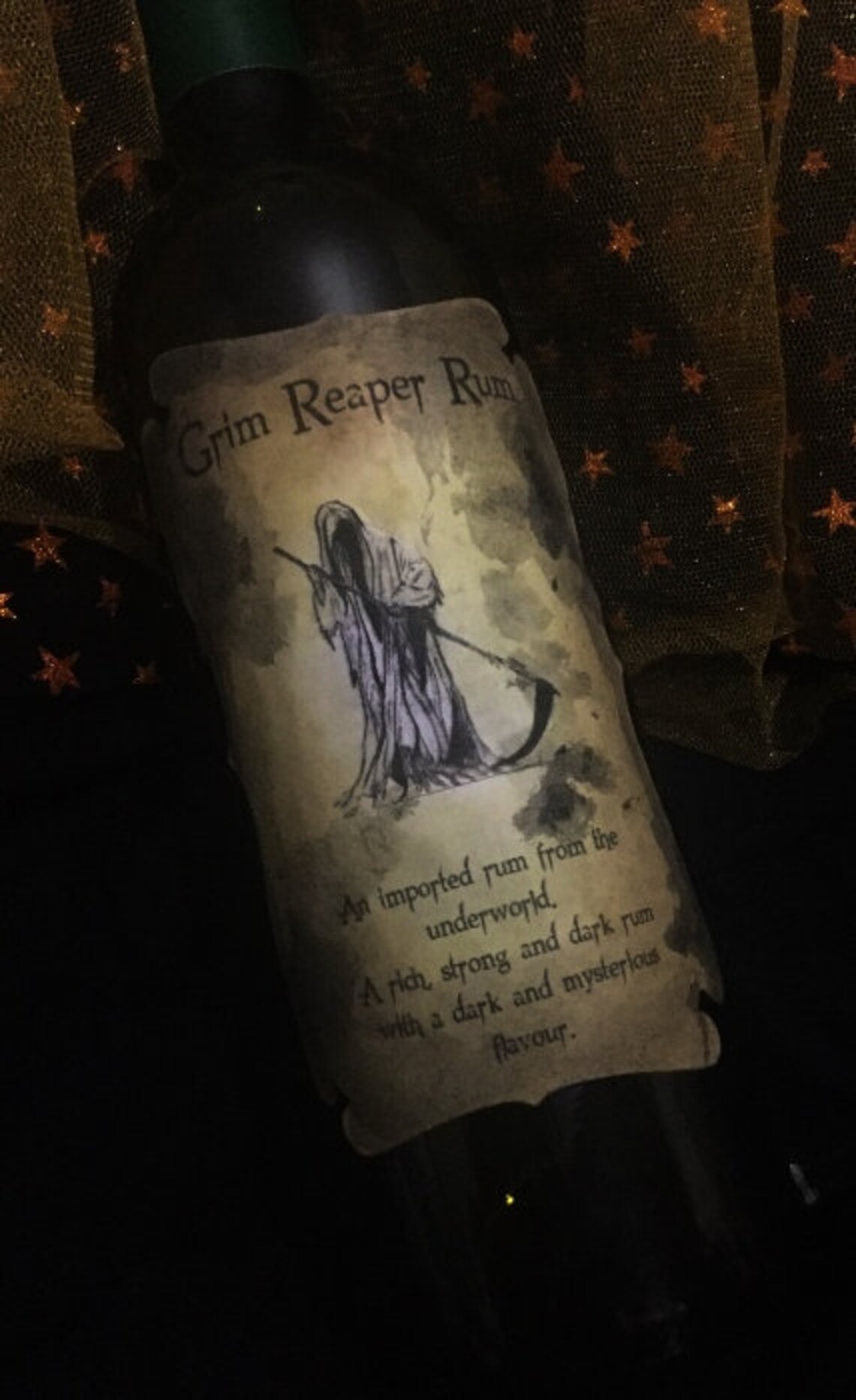 Handmade Large 'grim Reaper Rum' Halloween Bottle - Etsy