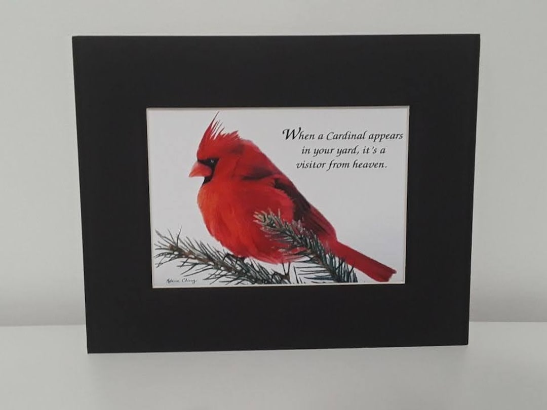Red Cardinal Art Print With Spiritual Verse Inside Black Mat (different ...