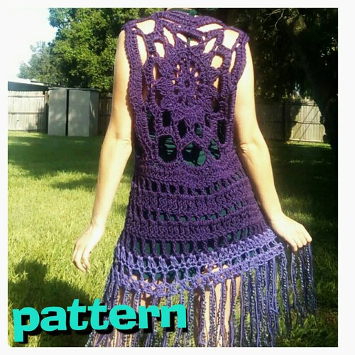 Boho Hooded Vest Crochet Pattern - Etsy