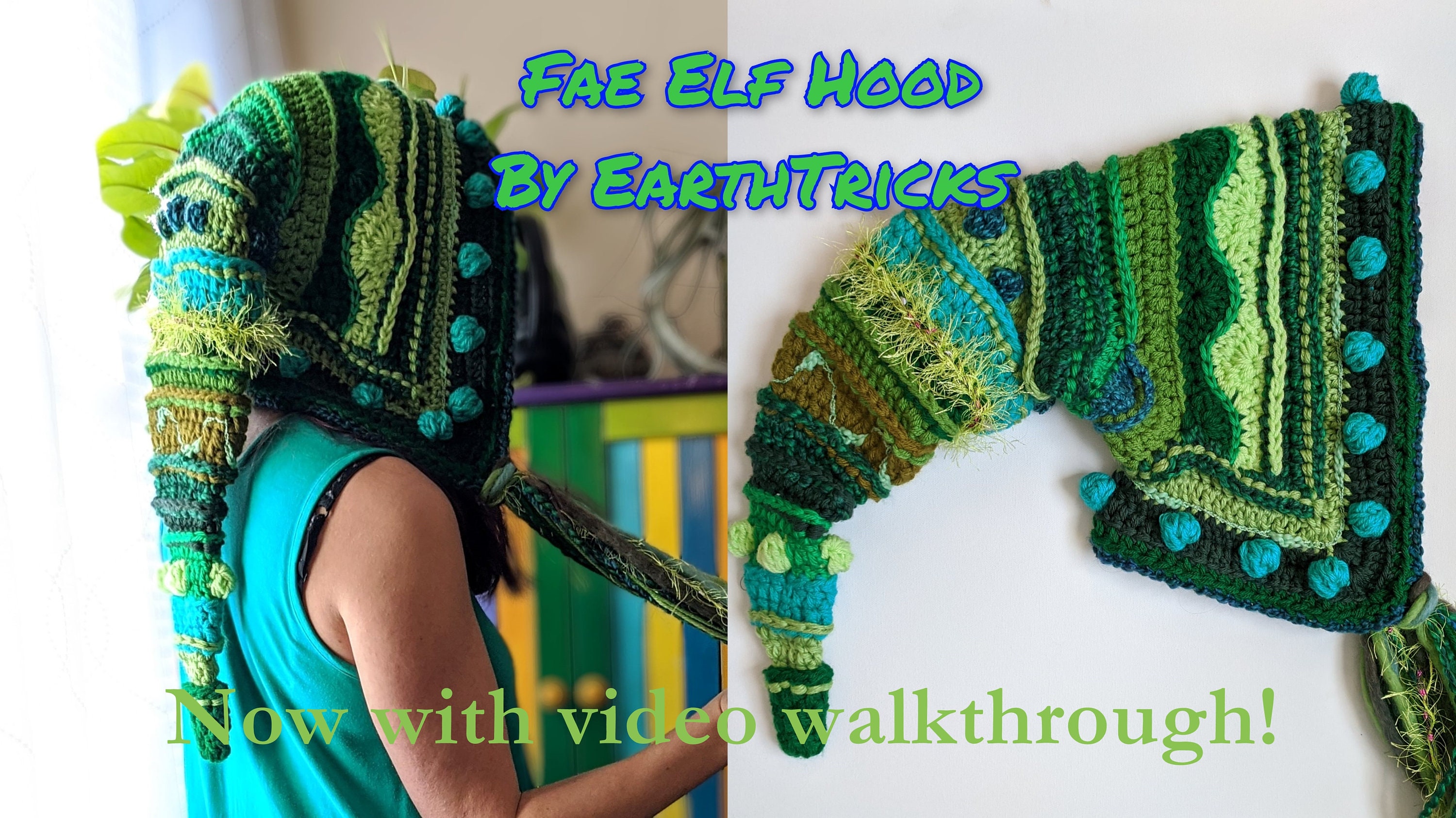PATTERN: Fae Elf Hood / Long Hood / Freeform Crochet / Crochet - Etsy ...
