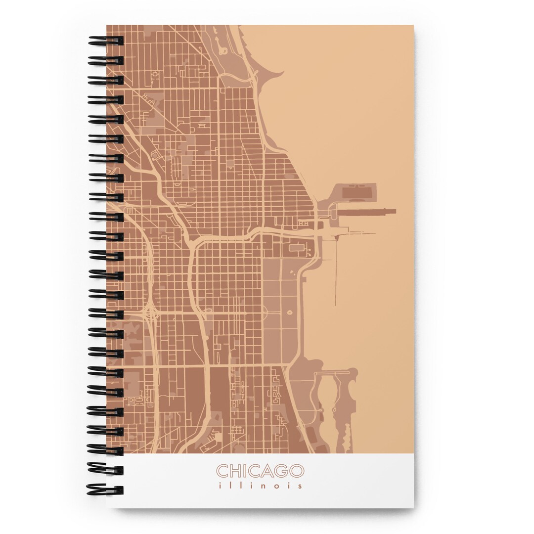 Chicago Map Spiral Notebook (dotted Paper) - Beige Pink - Etsy