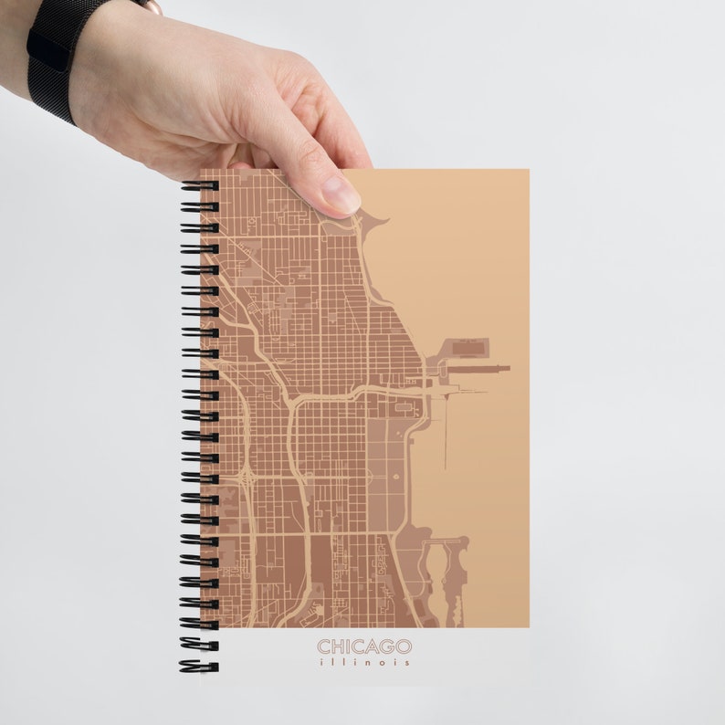 Chicago Map Spiral Notebook (dotted Paper) - Beige Pink - Etsy