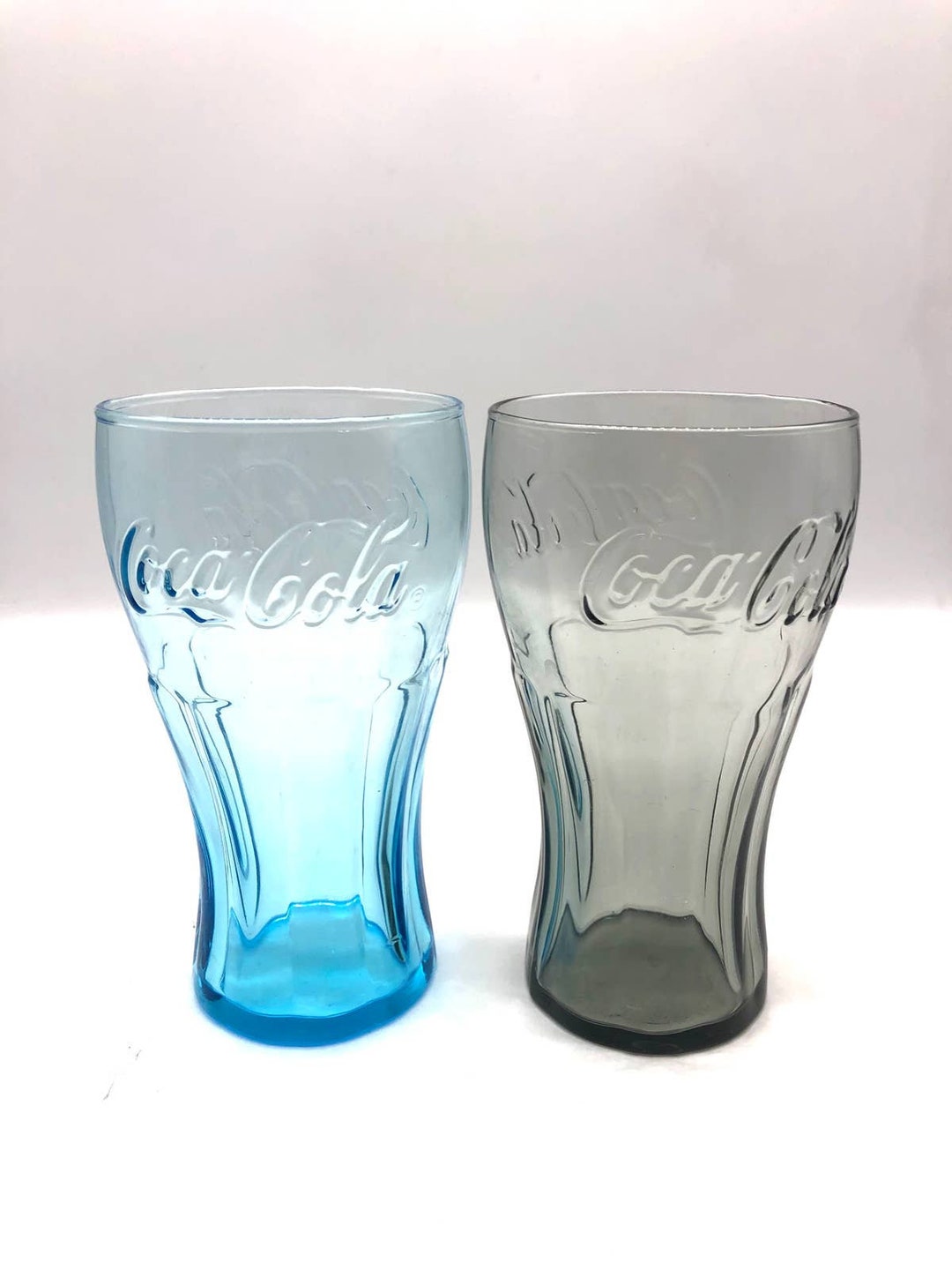 Super Cute Retro Style Coca Cola Glasses Blue and Smokey Grey Drinking ...