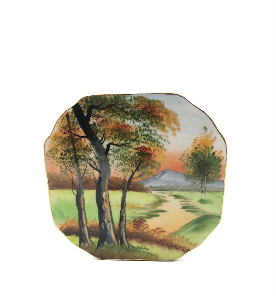 Gorgeous Vintage Kasuga Ware Japan Wall Pocket Pastural Scene ...