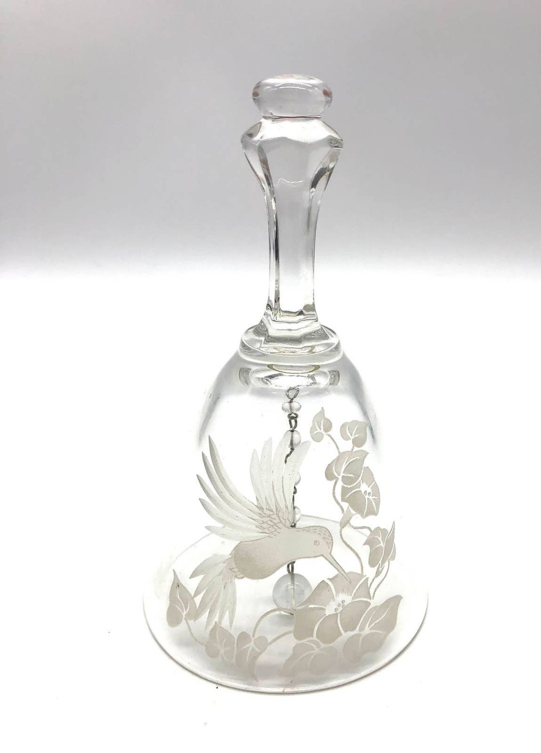 Gorgeous Etched Hummingbird and Flowers Clear Glass Bell - Etsy