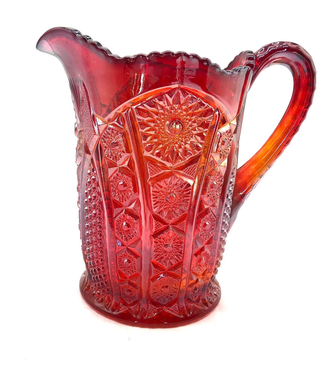 Stunning Indiana Glass Heirloom Sunset Red Pitcher - Etsy
