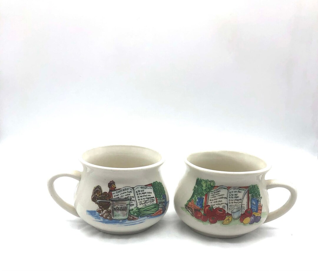 Super Cute Vintage Gibson Chicken Soup and Tomato Soup Mugs Cups Bowls ...