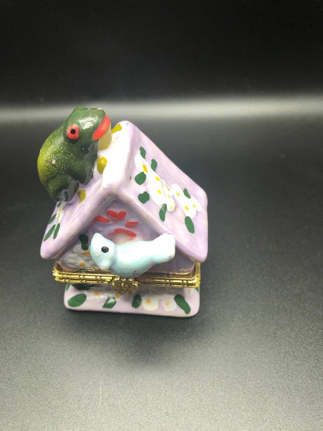 Super Cute Birdhouse Style Purple Trinket Box Frog Bird - Etsy