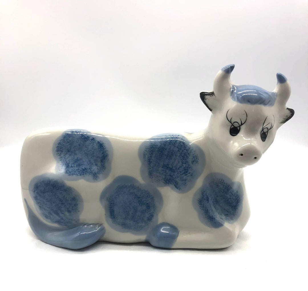Super Cute Flambro Countryside Sponge Blue Cow Figurine - Etsy