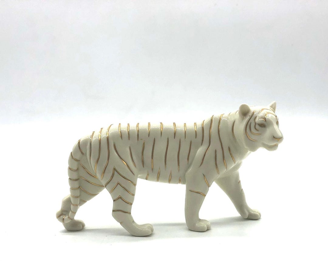 Gorgeous Lenox Classic Ivory and Gold Tiger Figurine Animal Cat Very ...
