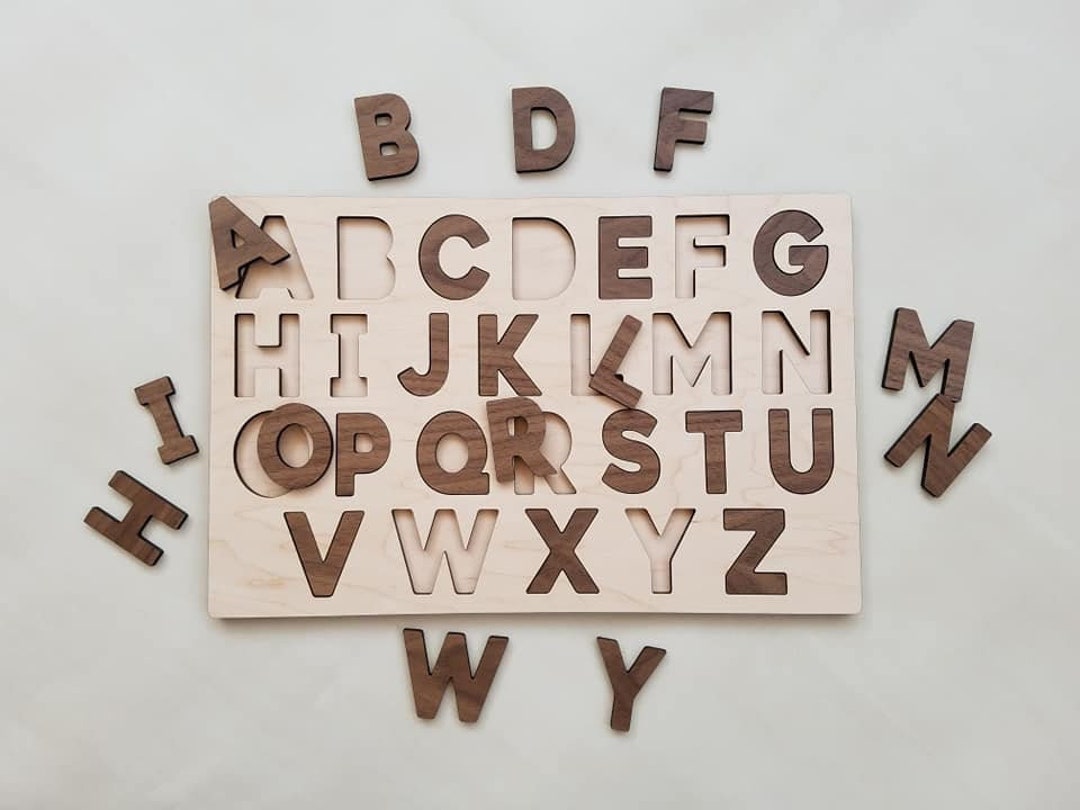 DIGITAL Uppercase Alphabet Puzzle SVG Glowforge File, Educational Laser ...
