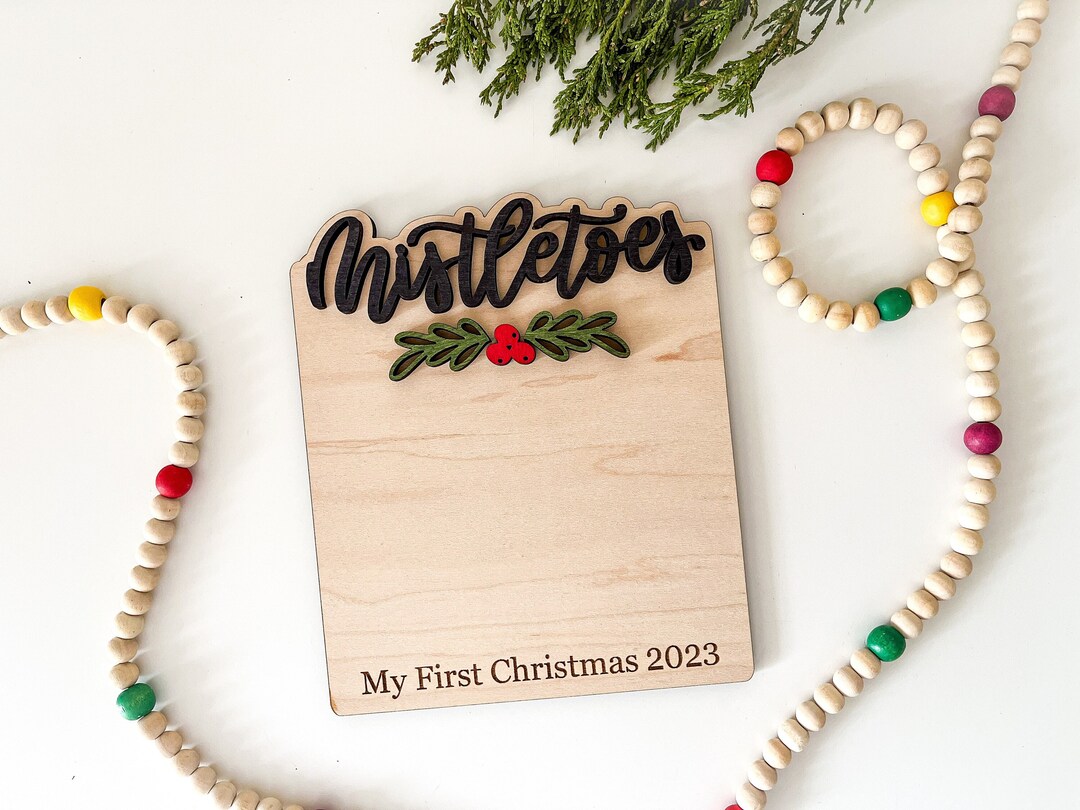 Mistletoes Christmas Baby Footprint Sign SVG Laser Cutting Files, Baby ...