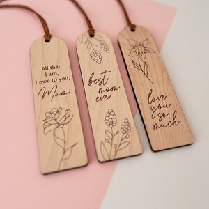 Mother's Day Floral Bookmarks SVG Laser Cutting File, Single Line Score ...