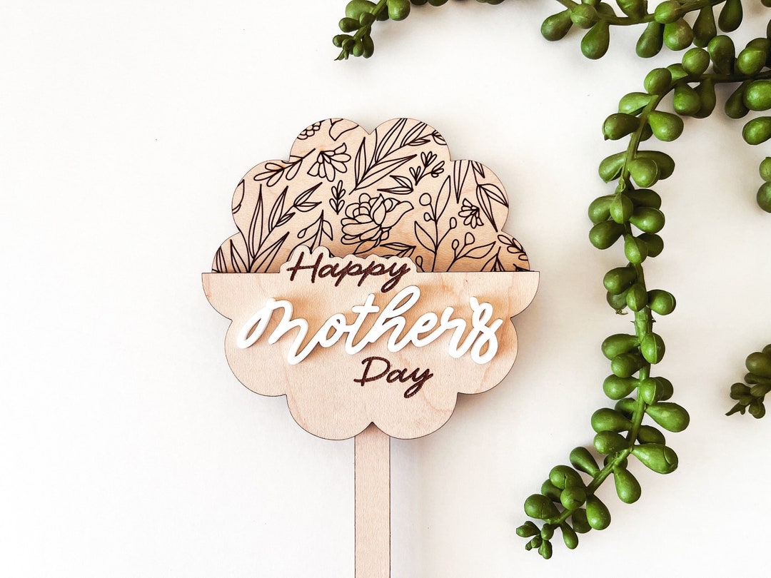 Digital Mother's Day Gift Card Holder Plant Stake SVG Cut File, Garden ...