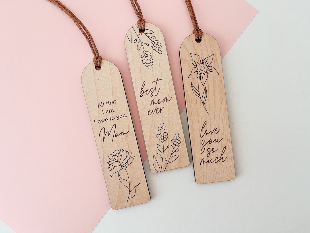 Mother's Day Floral Bookmarks SVG Laser Cutting File, Single Line Score ...