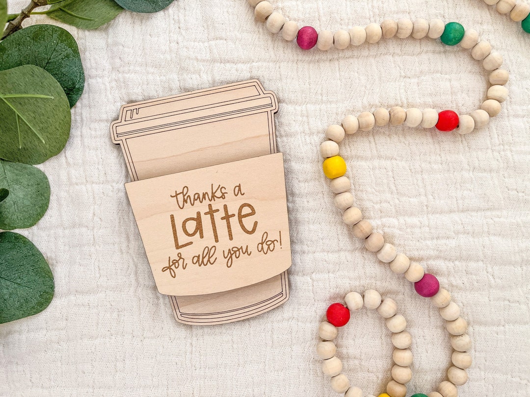 DIGITAL Thanks a Latte Coffee Cup Giftcard Holder SVG Laser Cut File ...