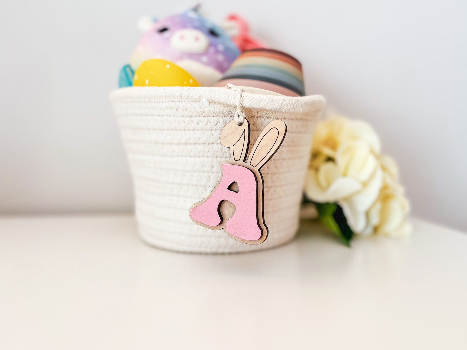 DIGITAL Bunny Ear Initials Easter Basket Gift Tags SVG Glowforge Laser ...