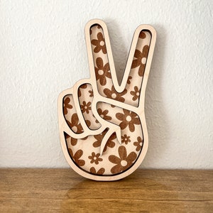 DIGITAL Floral Daisy Hand Peace Sign Laser Cut SVG, Engraved Flower ...