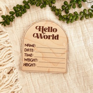 DIGITAL Hello World Sign SVG, Birth Announcement Sign SVG Glowforge ...