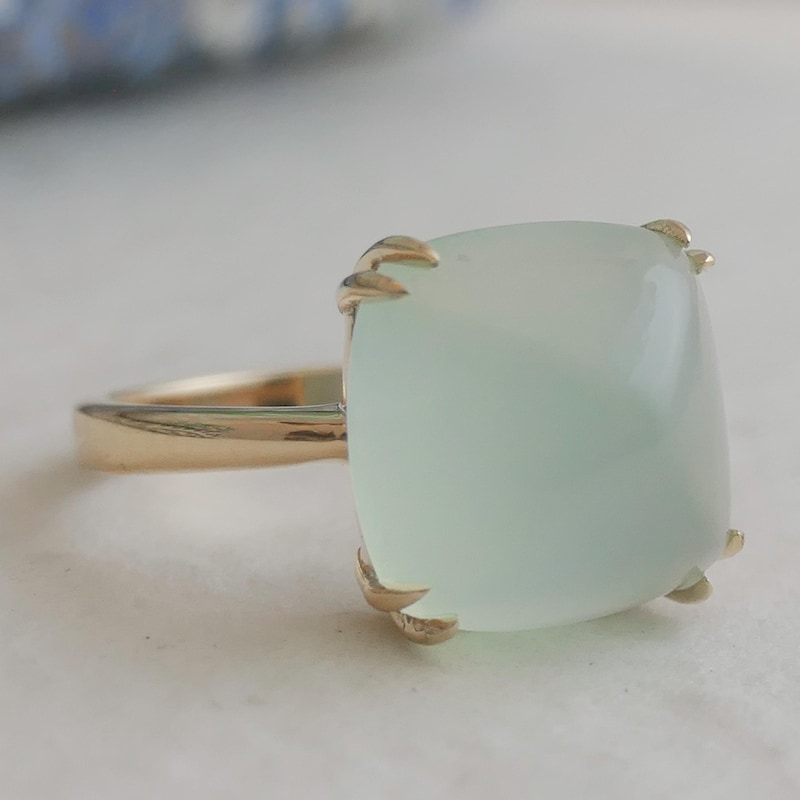 Aqua Chalcedony Gold Ring - Etsy