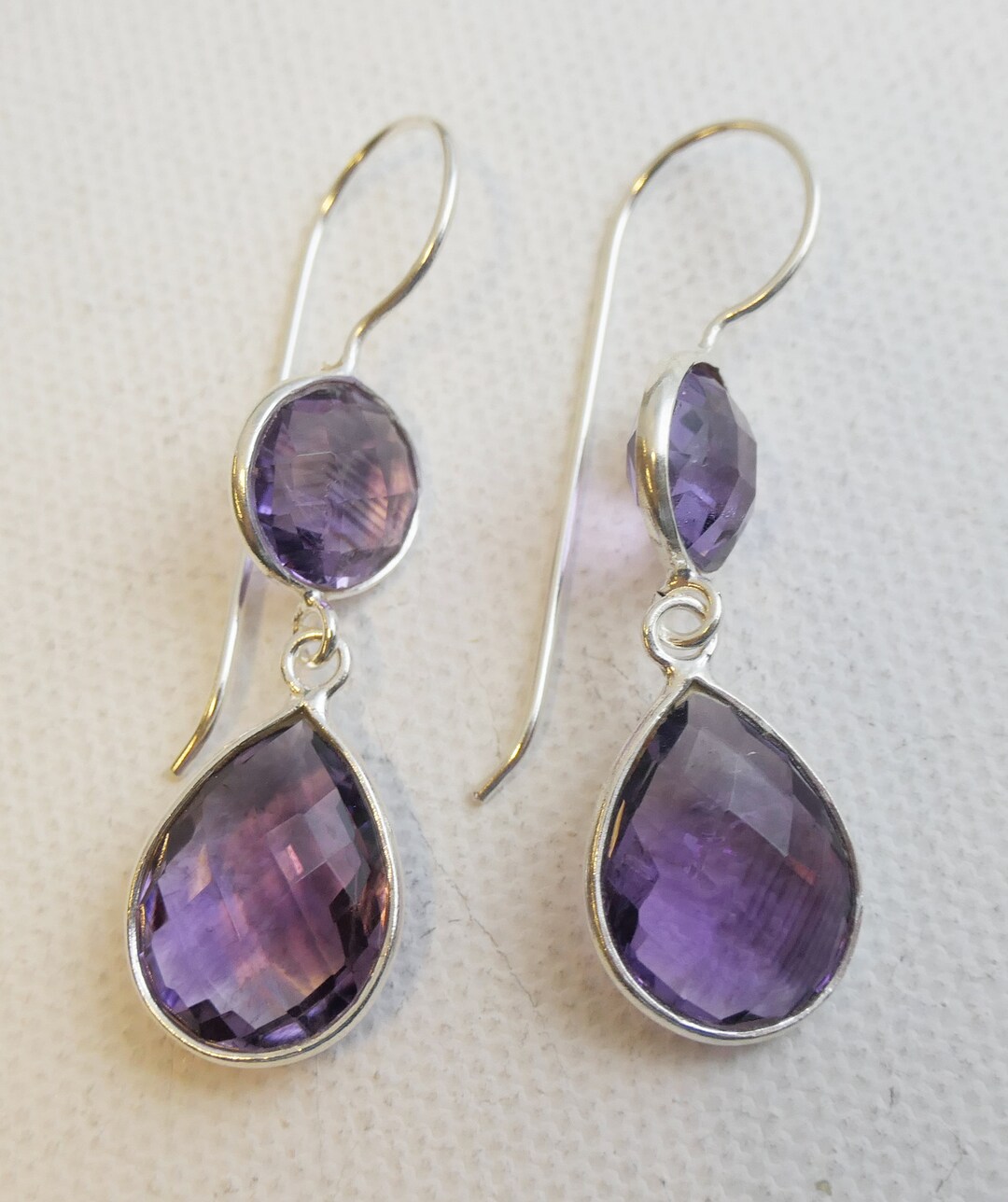 Amethyst Double Drop Sterling Silver Earrings Handmade Jewelry Gifts ...