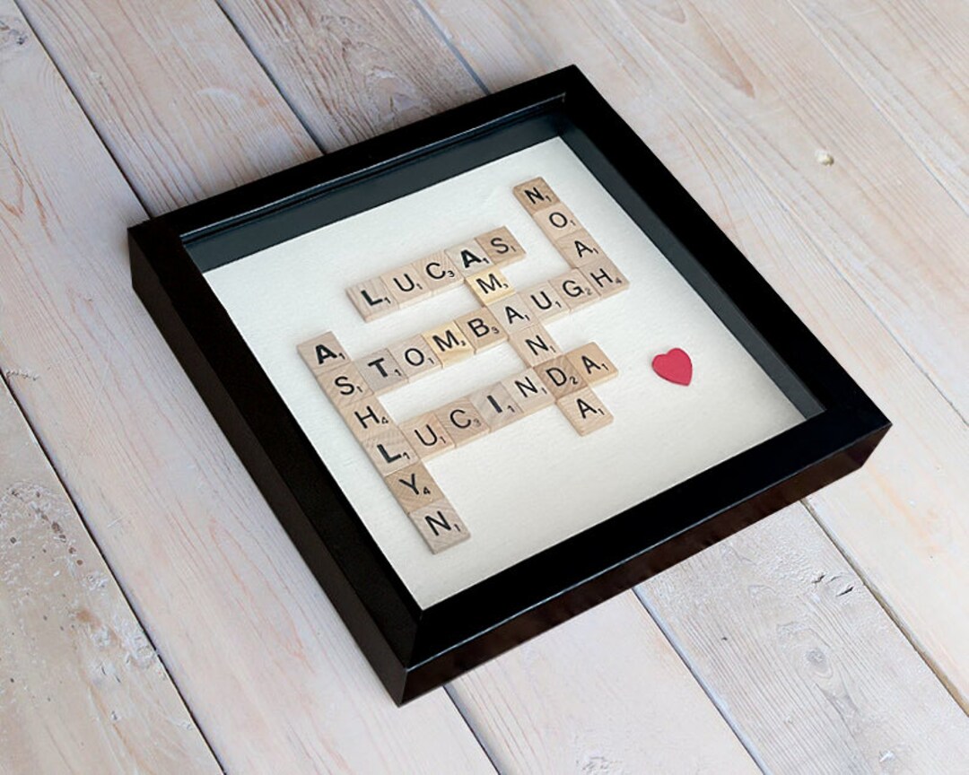 Scrabble Box Wooden Scrabble Tiles in Black Shadow Box - Etsy