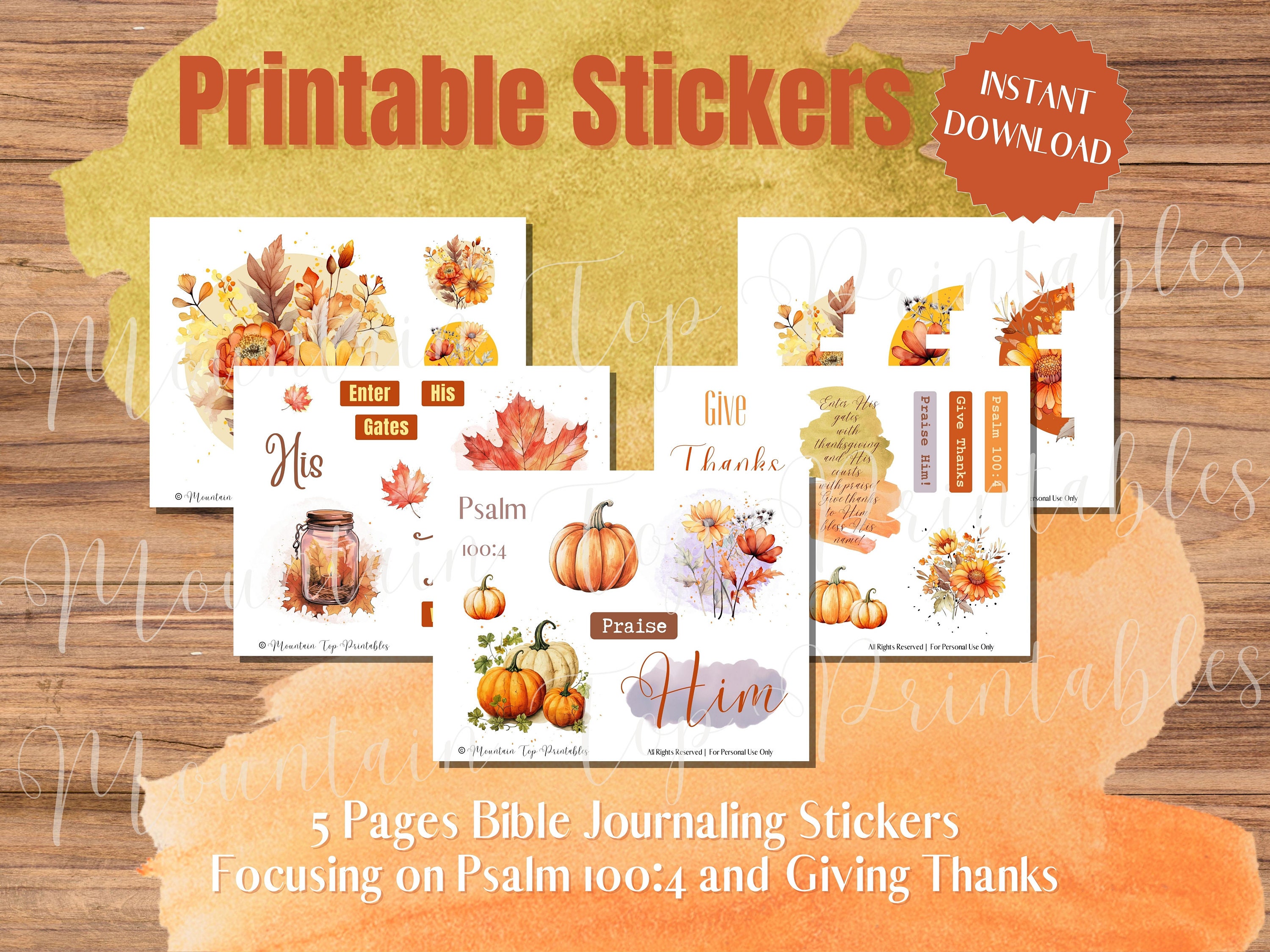 Give Thanks Bible Journaling Printable for Her Autumn Gratitude Digital ...