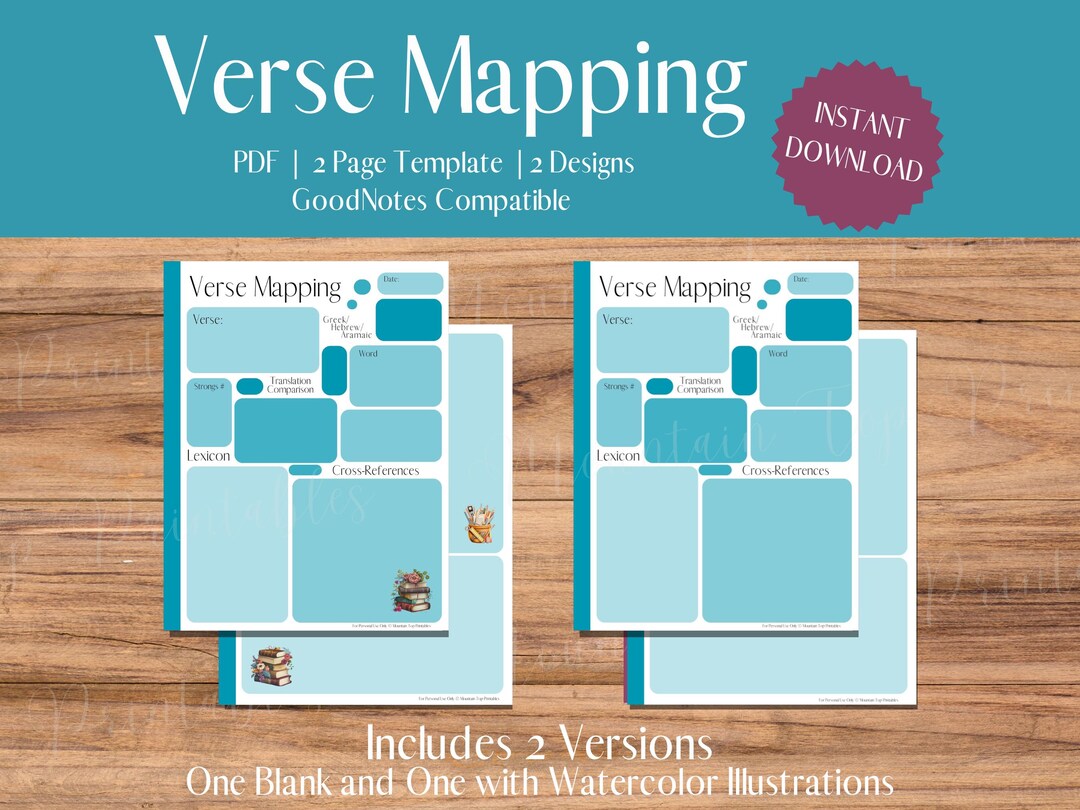 Teal Verse Mapping Printable: Bible Study Journal (digital Download) - Etsy