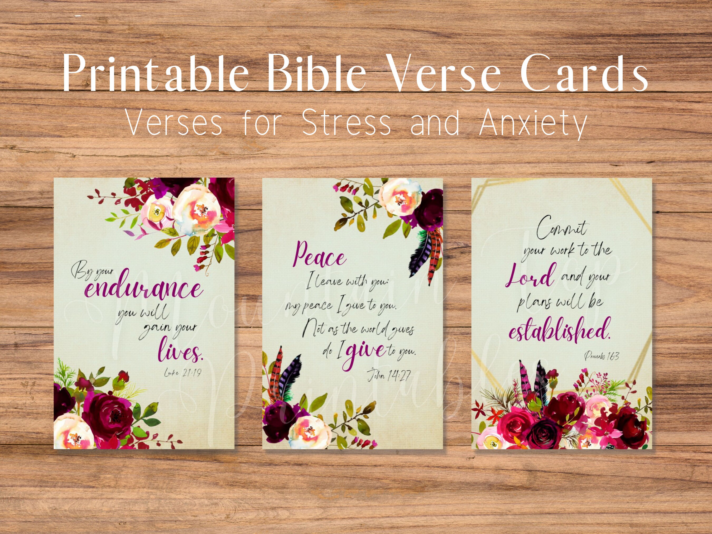 Printable Bible Verses Set of 12 Scripture Memory Cards Gift for Her ...