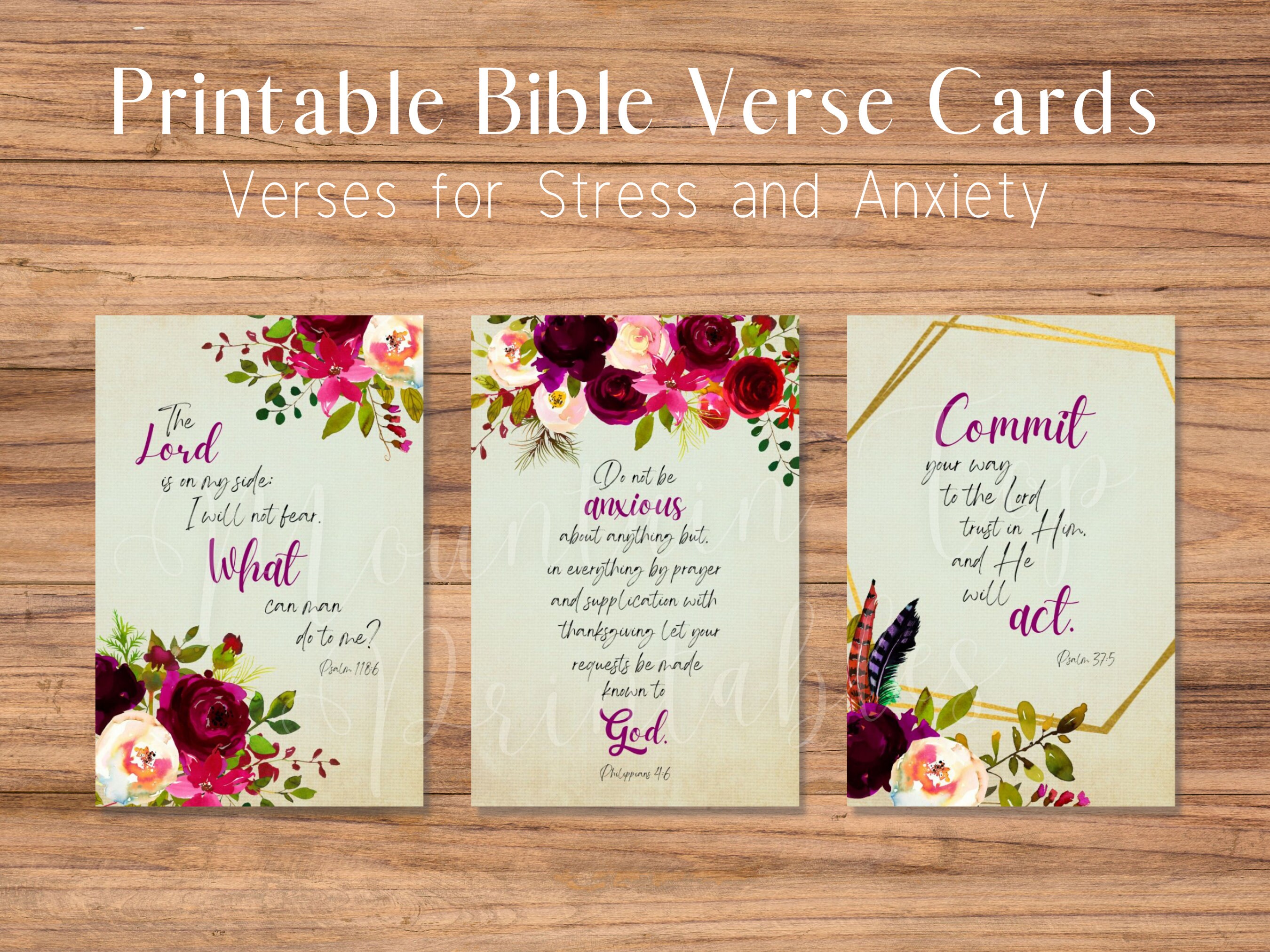 Printable Bible Verses Set of 12 Scripture Memory Cards Gift for Her ...