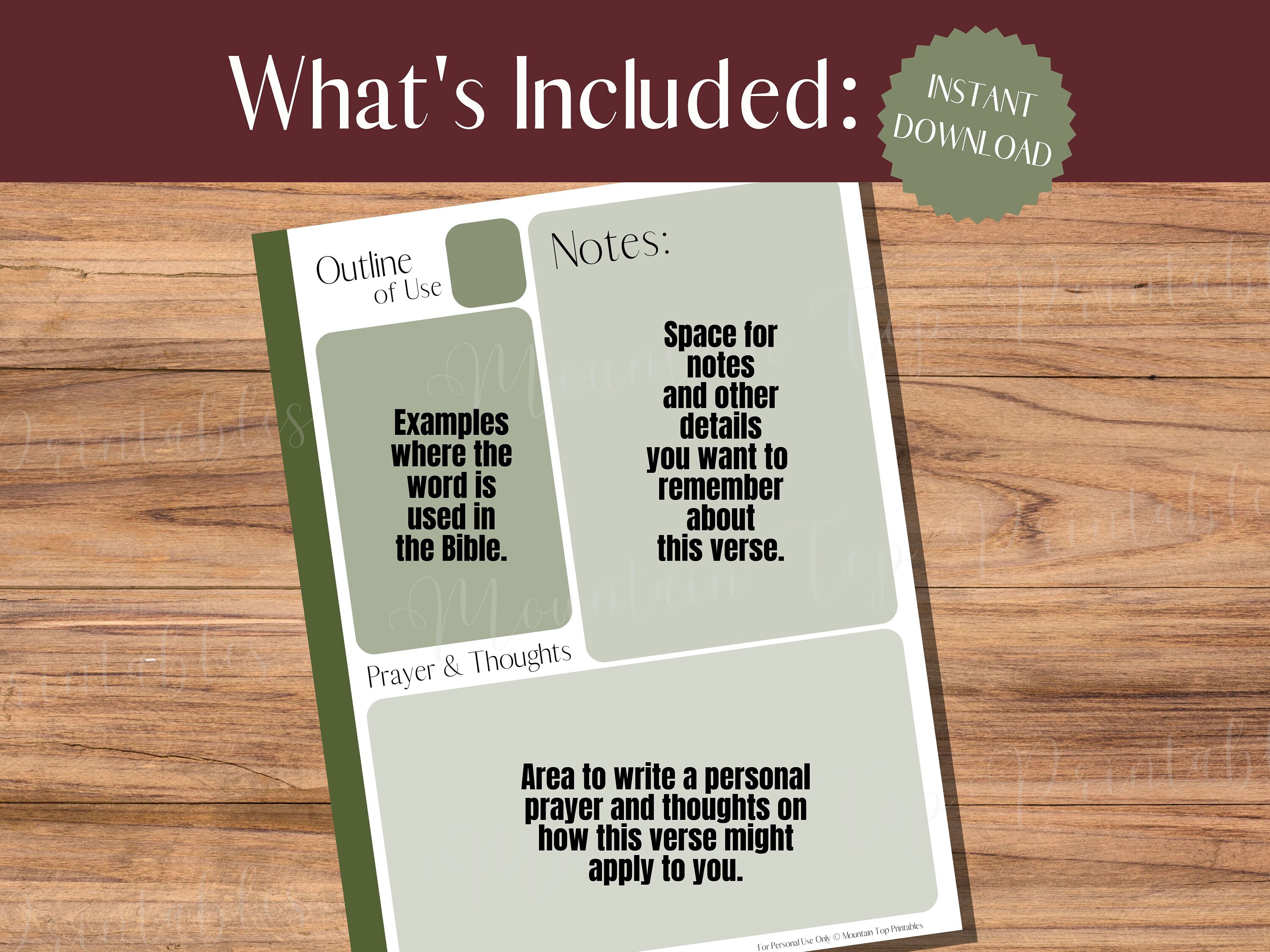 Green Verse Mapping Printable for Bible Study Notes Scripture Writing ...