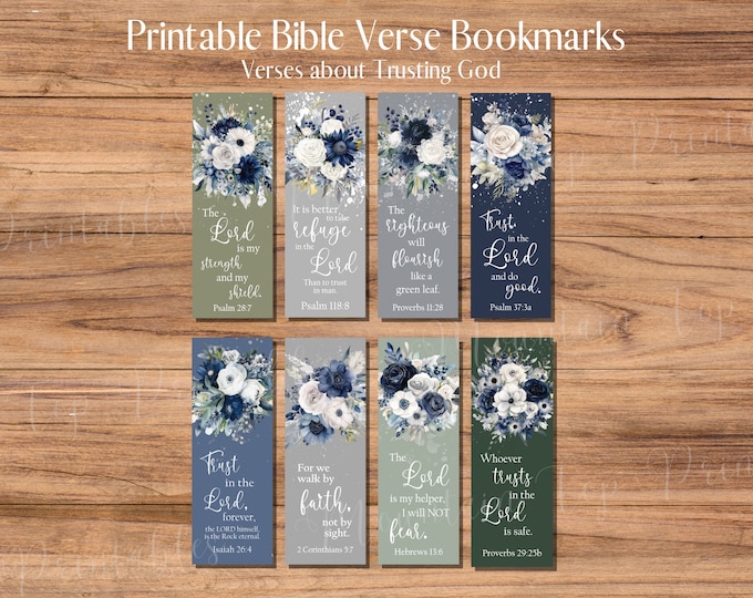 Floral Bookmark Gift for Her Cute Blue Bookmarks With Bible Verses for ...