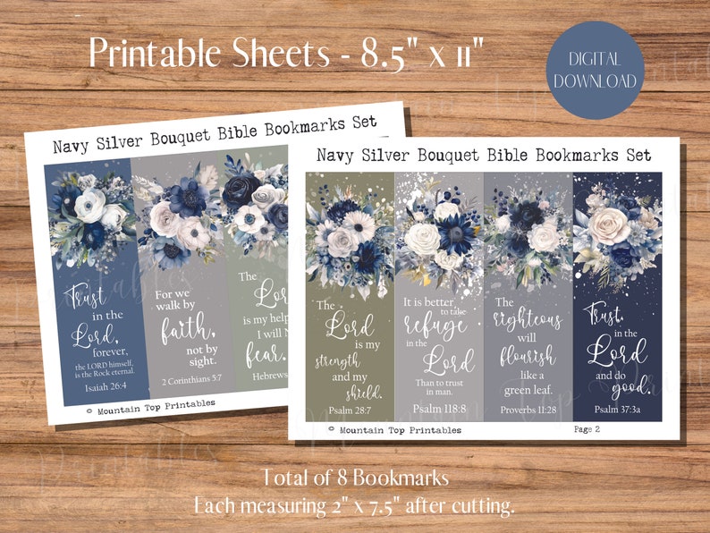 Floral Bookmark Gift for Her Cute Blue Bookmarks With Bible Verses for ...