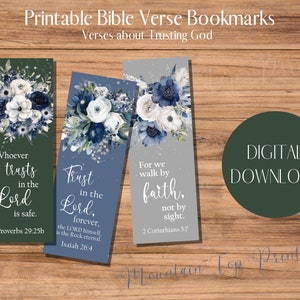 Floral Bookmark Gift for Her Cute Blue Bookmarks With Bible Verses for ...
