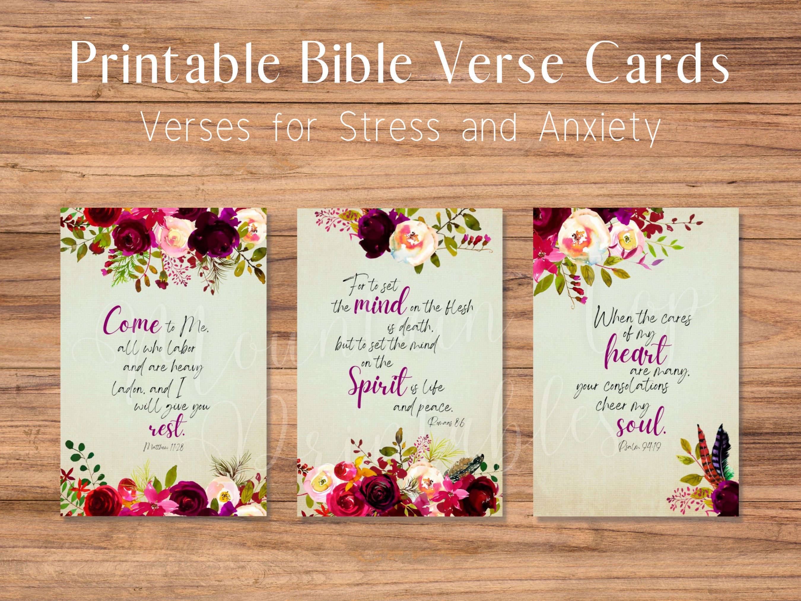 Printable Bible Verses Set of 12 Scripture Memory Cards Gift for Her ...